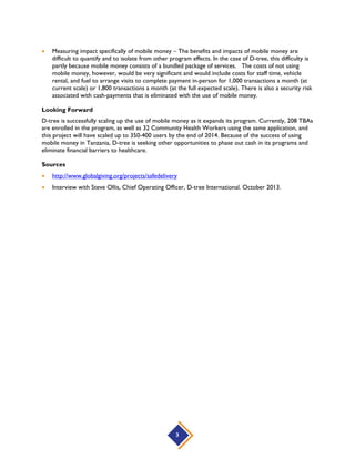 Mobile Money for Health Case Study: D-Tree Tanzania | PDF