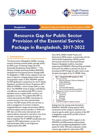Resource Gap for Public Sector Provision of the Essential Service ...