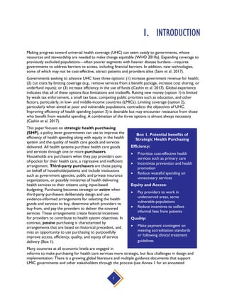 Strategic Health Purchasing Progress: A Framework for Policymakers and ...