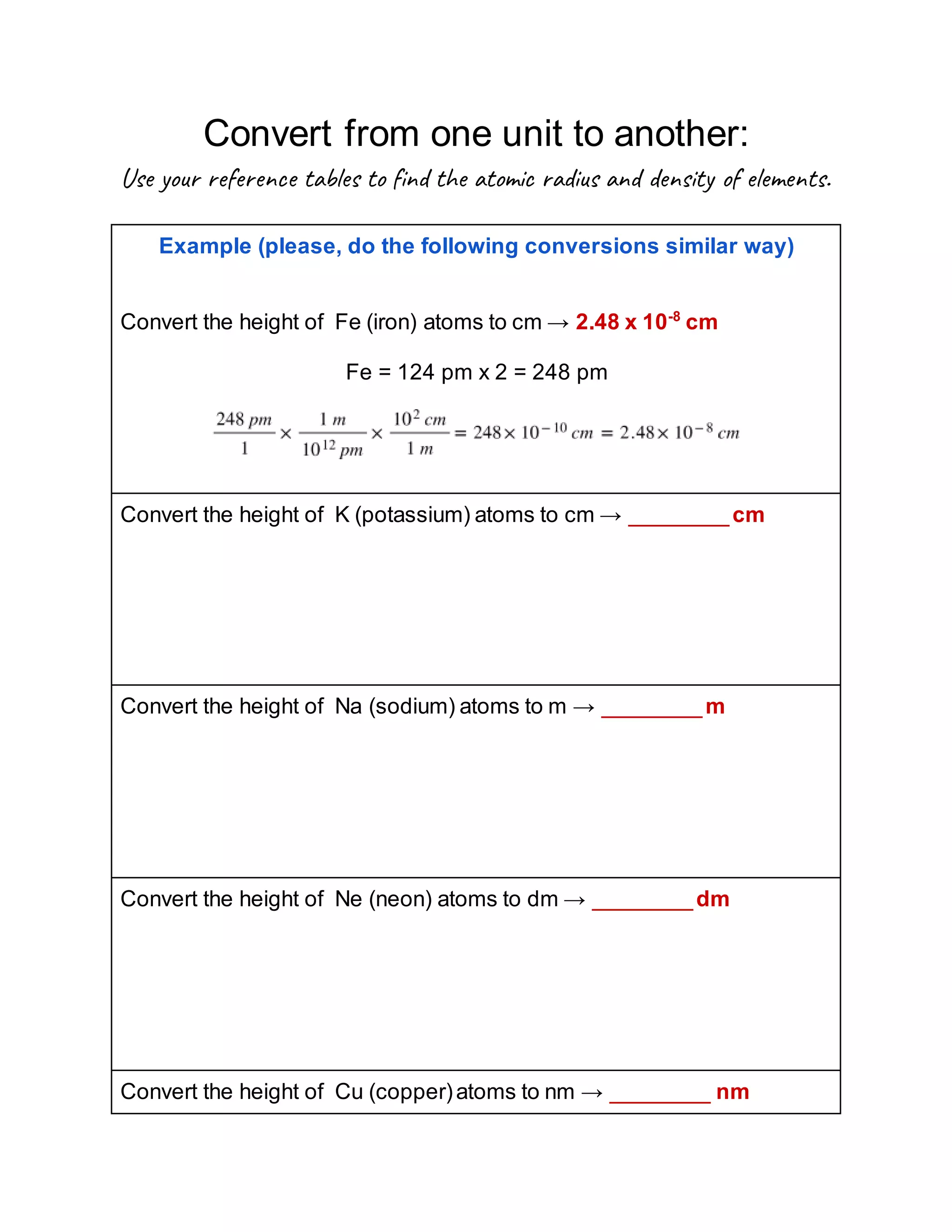 Unit Conversion Workout - Part II | DOCX | Chemistry | Science