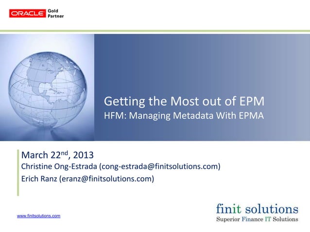 Getting the Most out of EPMA: HFM Managing Metadata with EPMA | PPTX