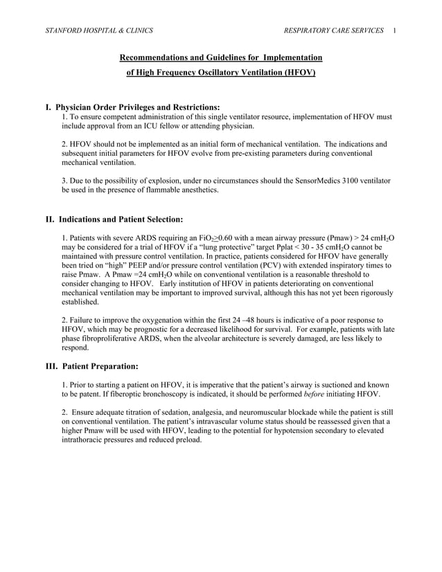 Hfov guidelines | PDF | First Aid | Injuries