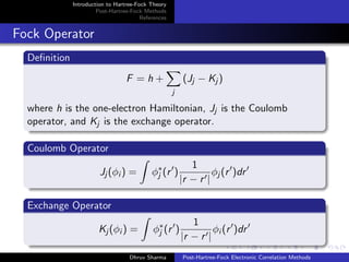 Hartree Fock methods and beyond in chemical methods | PPT