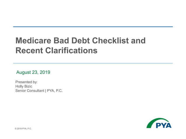 Medicare Bad Debt Checklist and Recent Clarifications | PPTX | Health ...