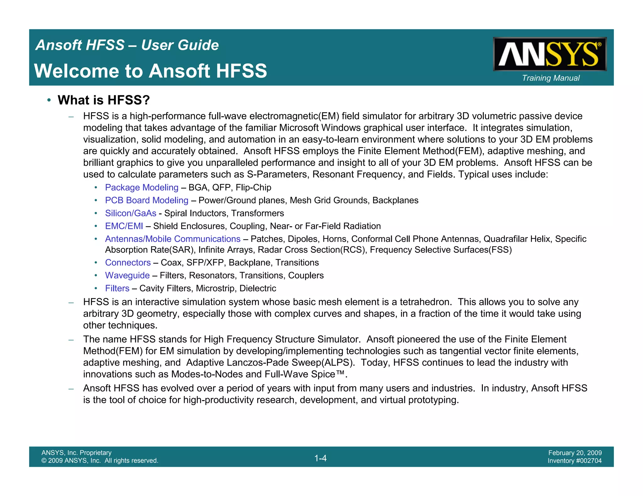 Hfss User Guide Pdf Operating Systems Computer Software And Applications