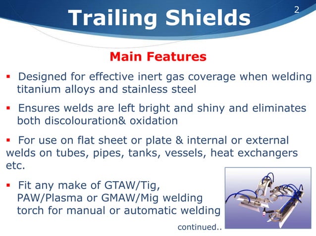 HFT Trailing Shields for Welding Titanium and Stainless Steel | PPSX ...