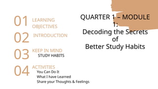 HOMEROOM GUIDANCE PROGRAM 10 QUARTER 1 MOD 1 | PPTX