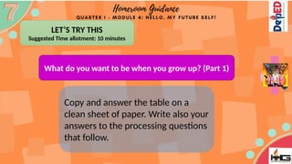homeroom guidance lesson for grade 7 students | PPTX