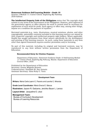 Homeroom Guidance Quarter 3- Module 11: Career Check | PDF