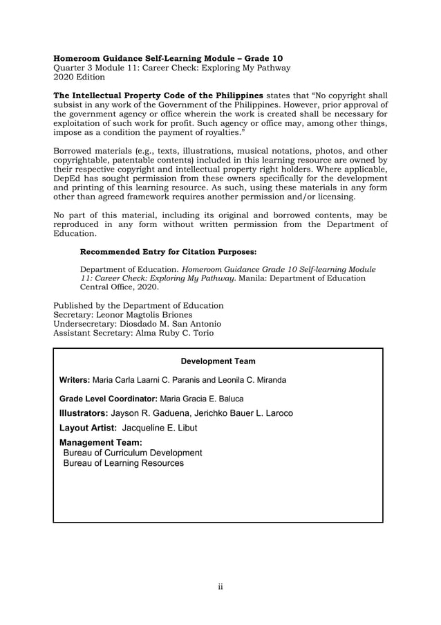 Homeroom Guidance Quarter 3- Module 11: Career Check | PDF