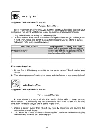 Homeroom Guidance Quarter 3- Module 11: Career Check | PDF