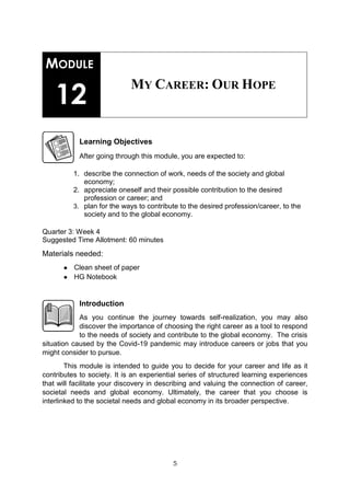 Homeroom Guidance Quarter 3- Module 12: Career Check | PDF