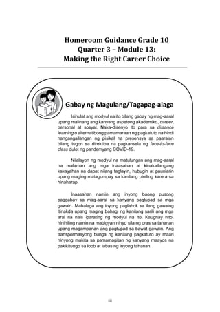Homeroom Guidance Quarter 3-Module 13: Making the Right Career Choice | PDF