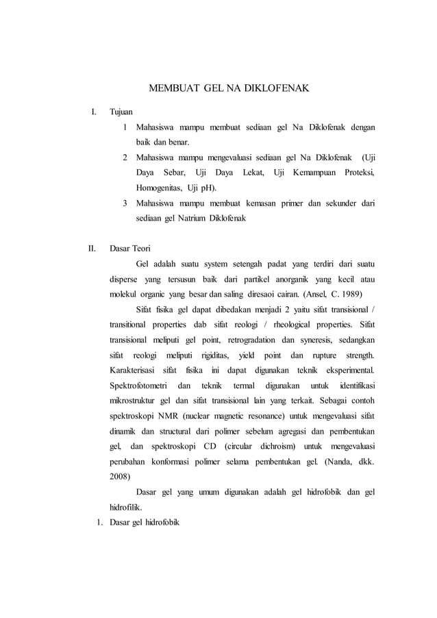Laporan resmi gel natrium diklofenak | DOCX