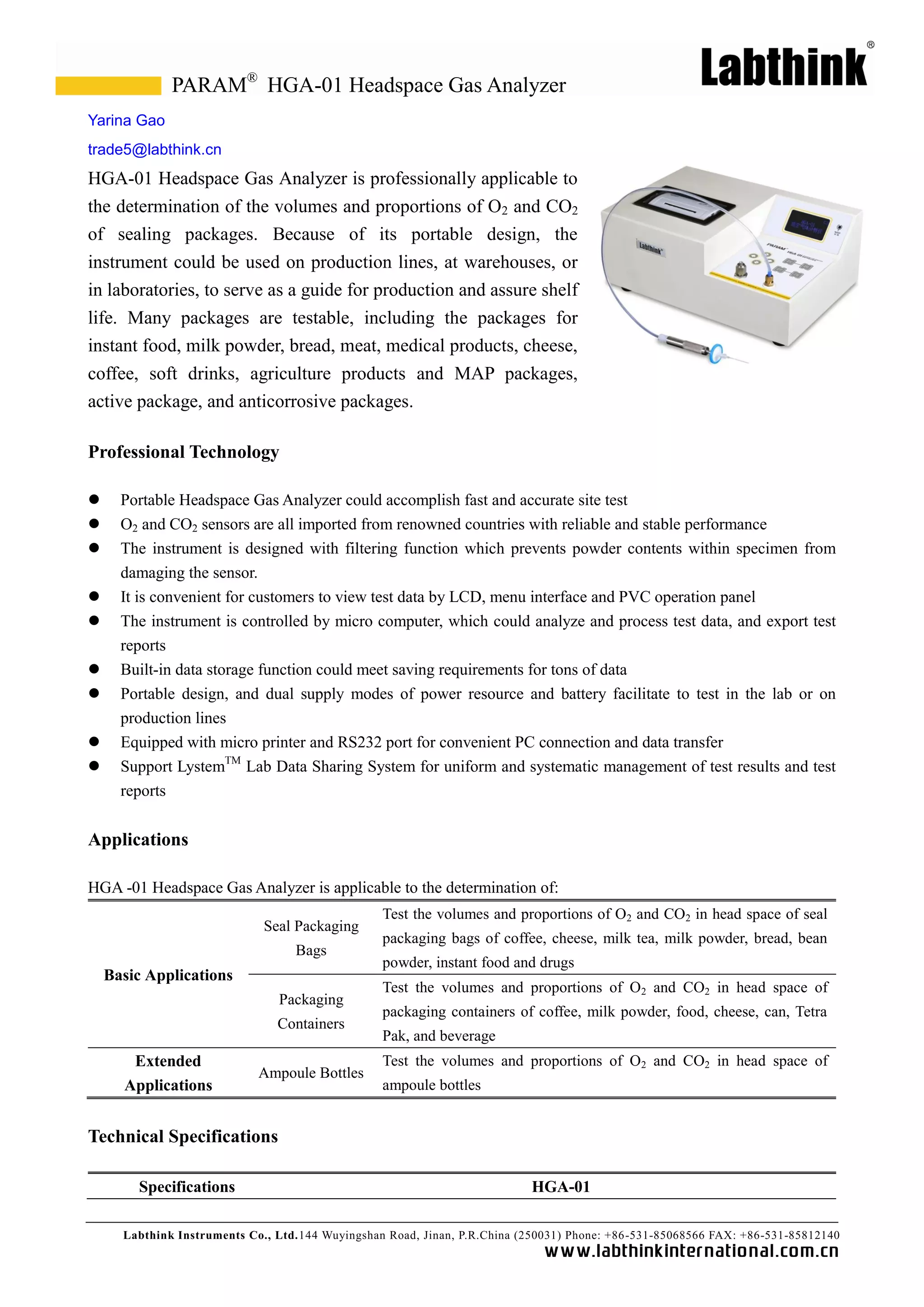 Headspace Gas analyzer for MAP | PDF