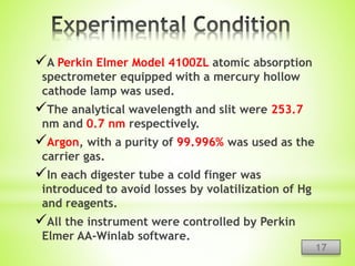 Hg analysis from the fish and their effect on human life by using Cold ...