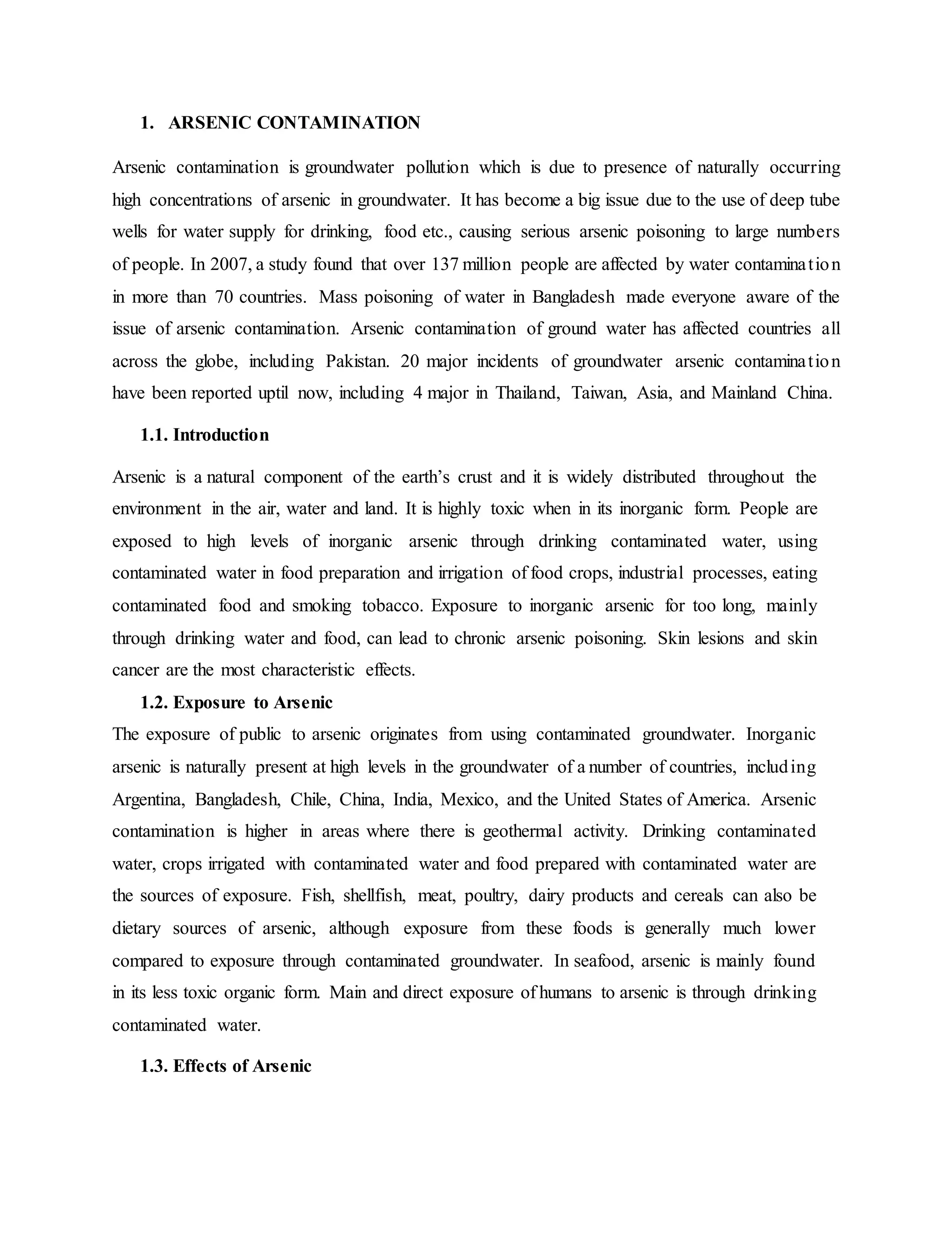 Arsenic contamination of Groundwater | DOCX