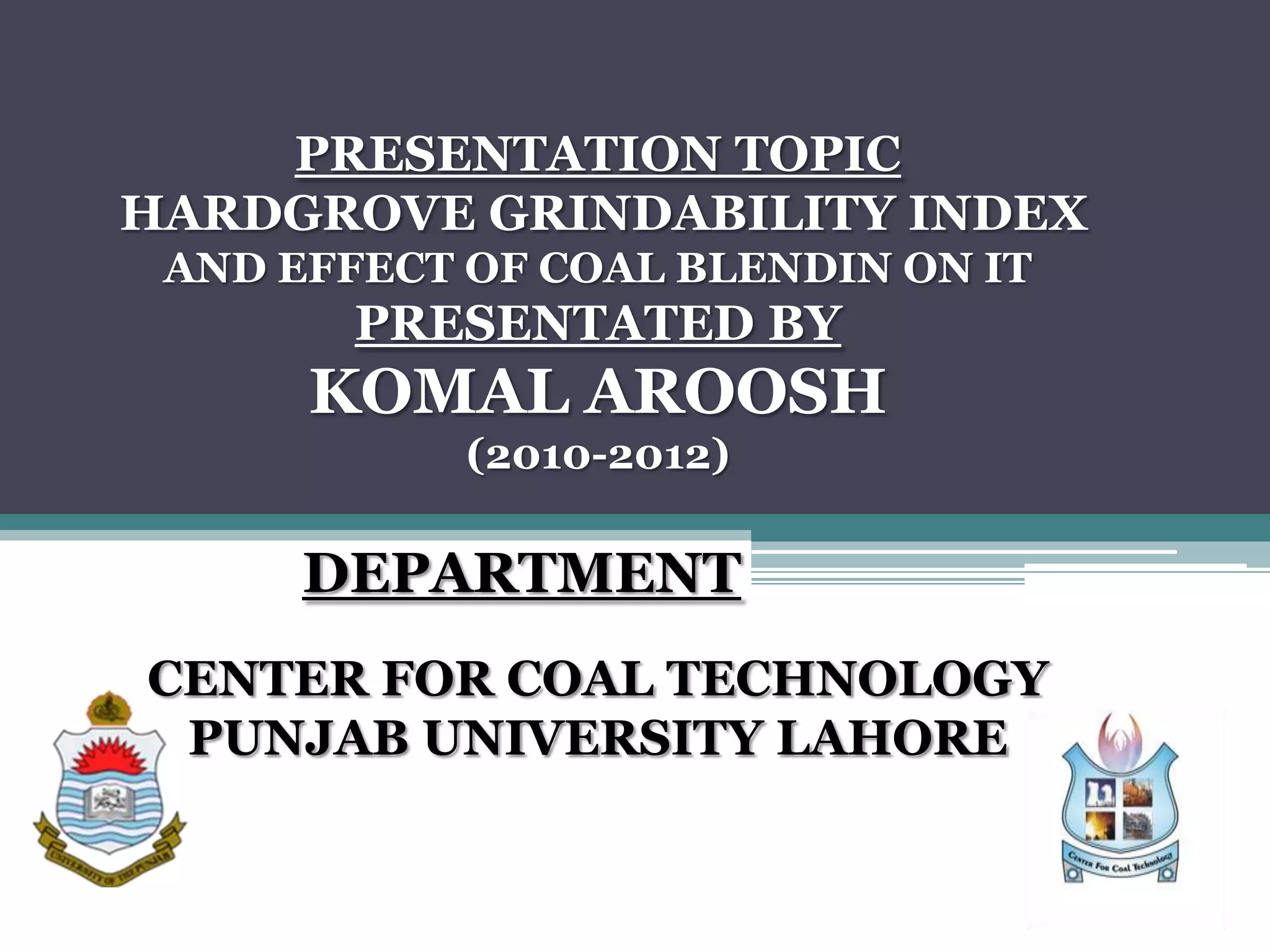 Hardgrove grindability index (HGI) | PPTX
