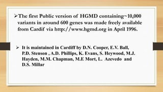 human gene mutation database is one tye of bio informatics tool | PPT