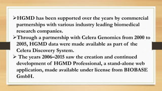 human gene mutation database is one tye of bio informatics tool | PPT