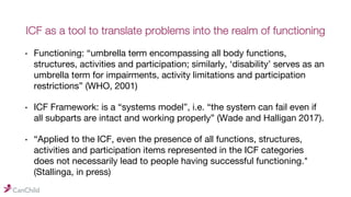 ICF as a tool to translate problems into the realm of functioning | PDF