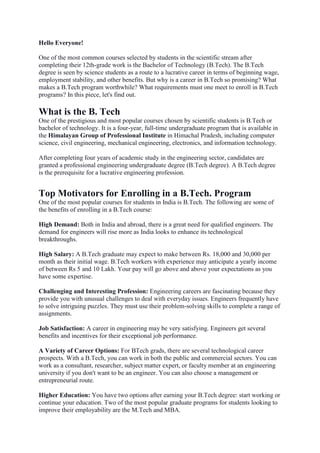 HGPI | Detailed Information About the B.Tech. and B.E. Courses | DOCX ...