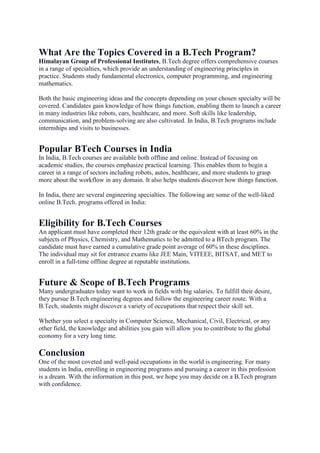 HGPI | Detailed Information About the B.Tech. and B.E. Courses | DOCX ...