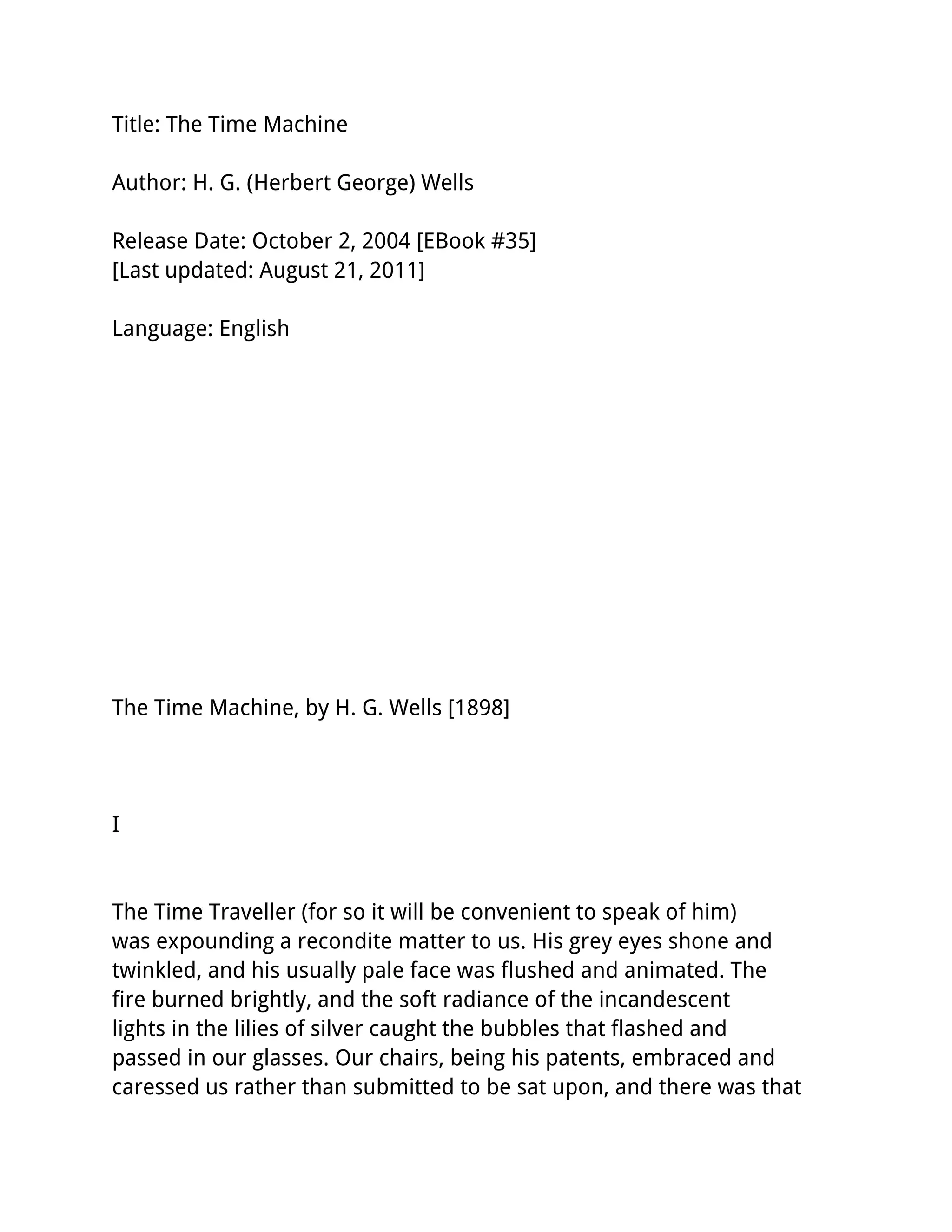 Hg wells time-machine. | PDF