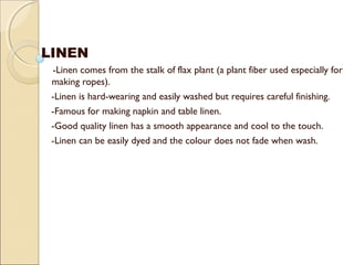 LINEN AND FABRIC | PPT