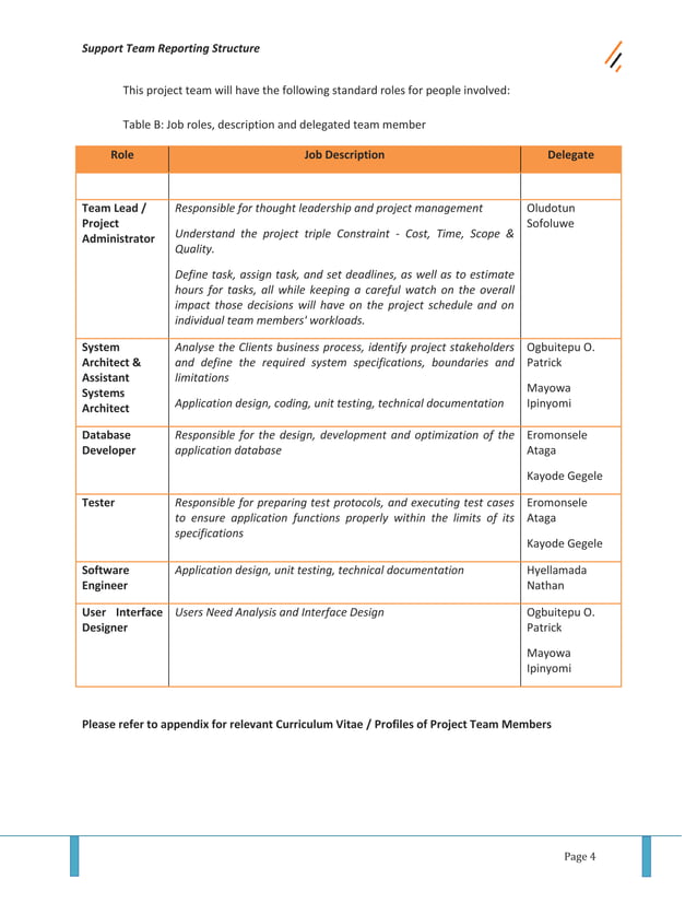 Project Team Structure | PDF | Computer Software and Applications ...