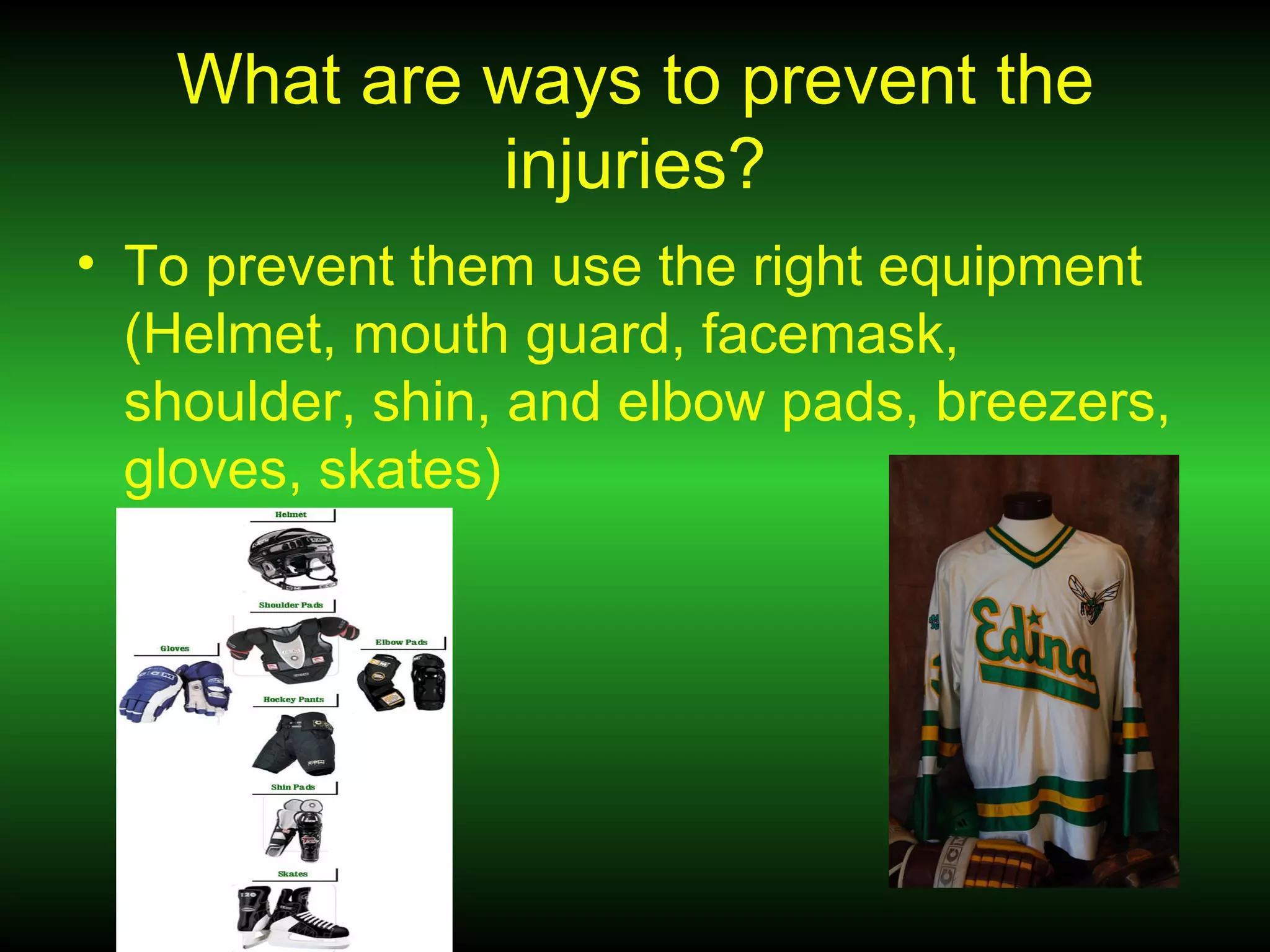 Health 7 Hockey Injuries Powerpoint | PPT