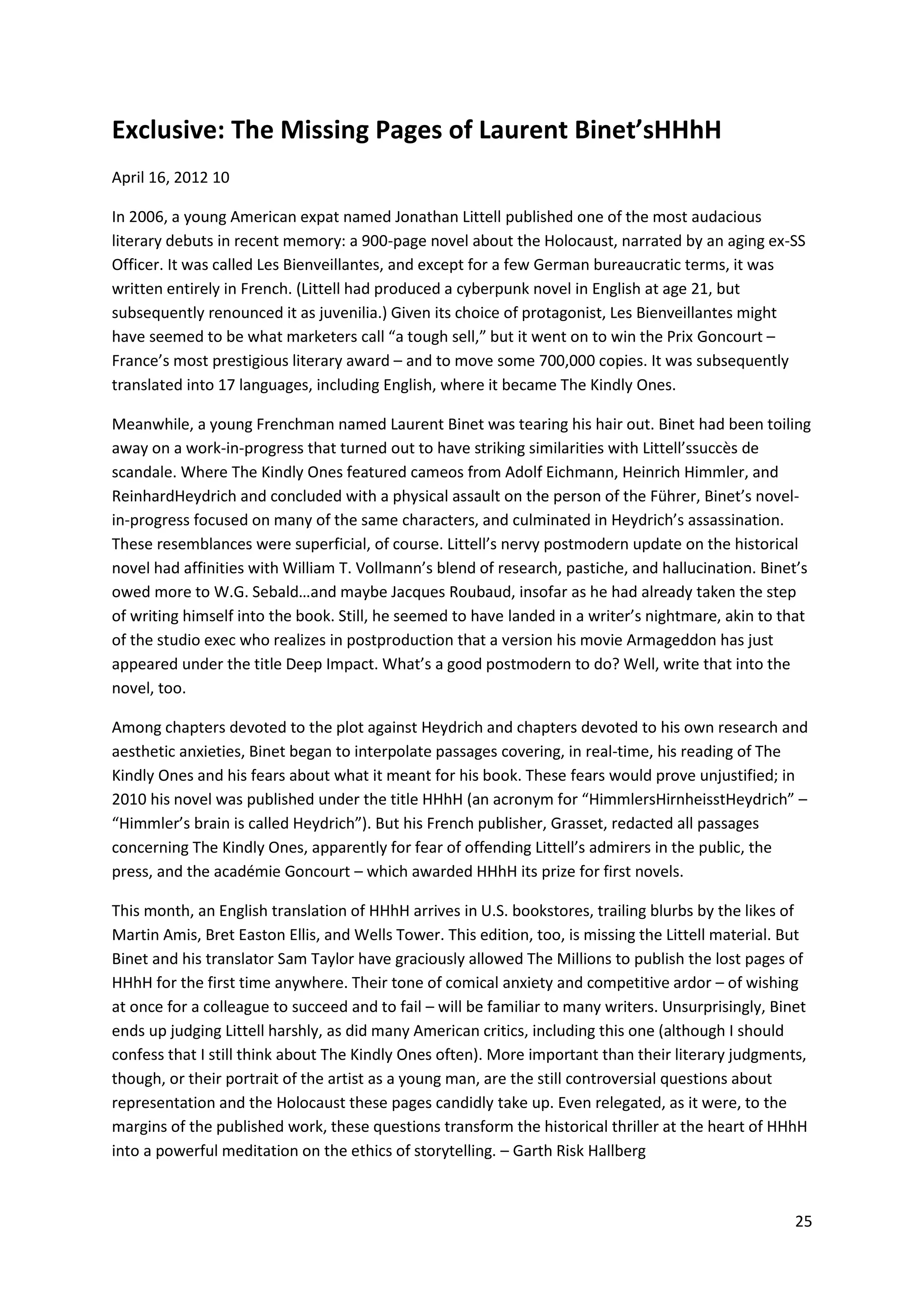 HHhH Study Guide | DOCX