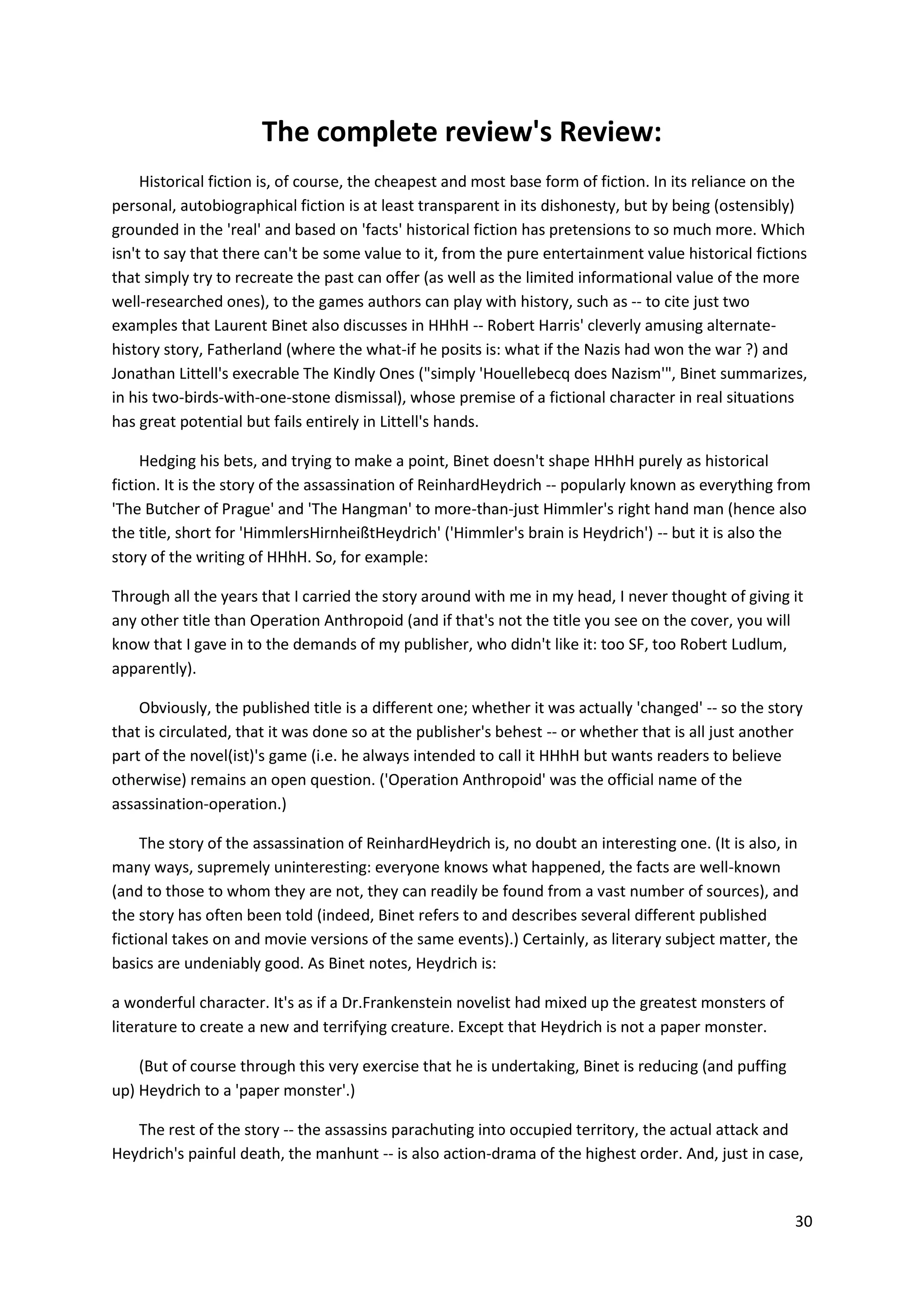 HHhH Study Guide | DOCX