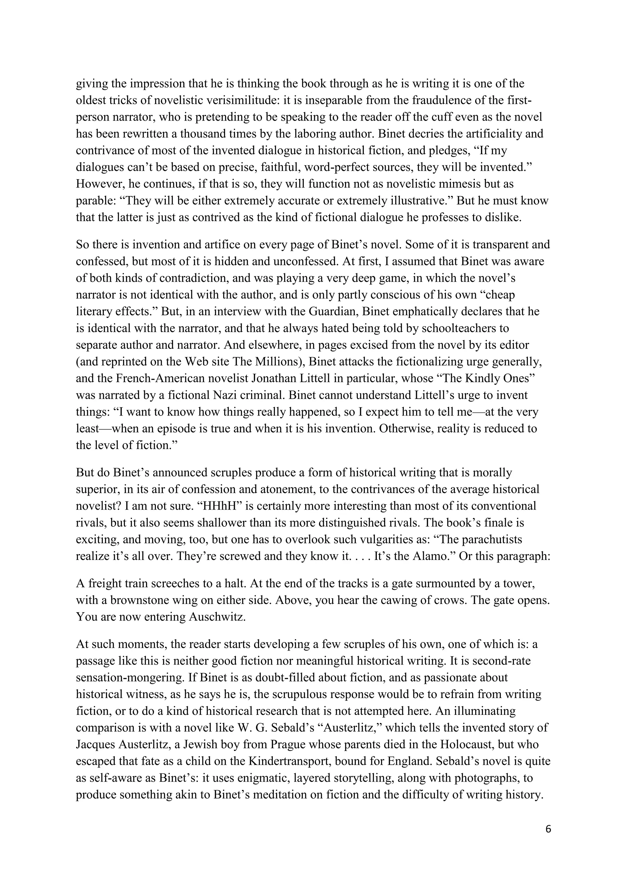 HHhH Study Guide | DOCX