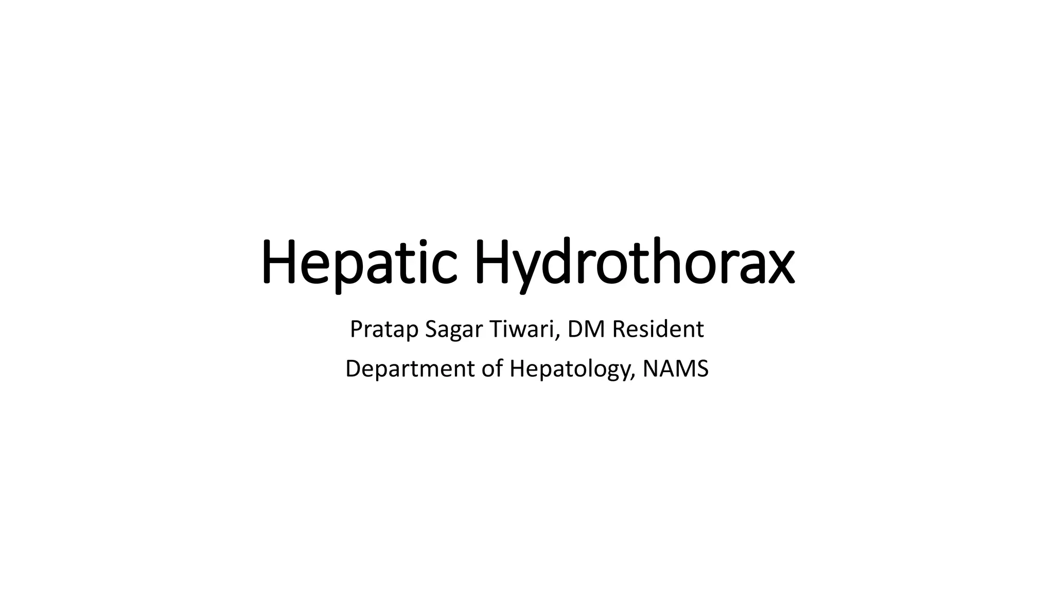 Hepatic Hydrothorax | PPT
