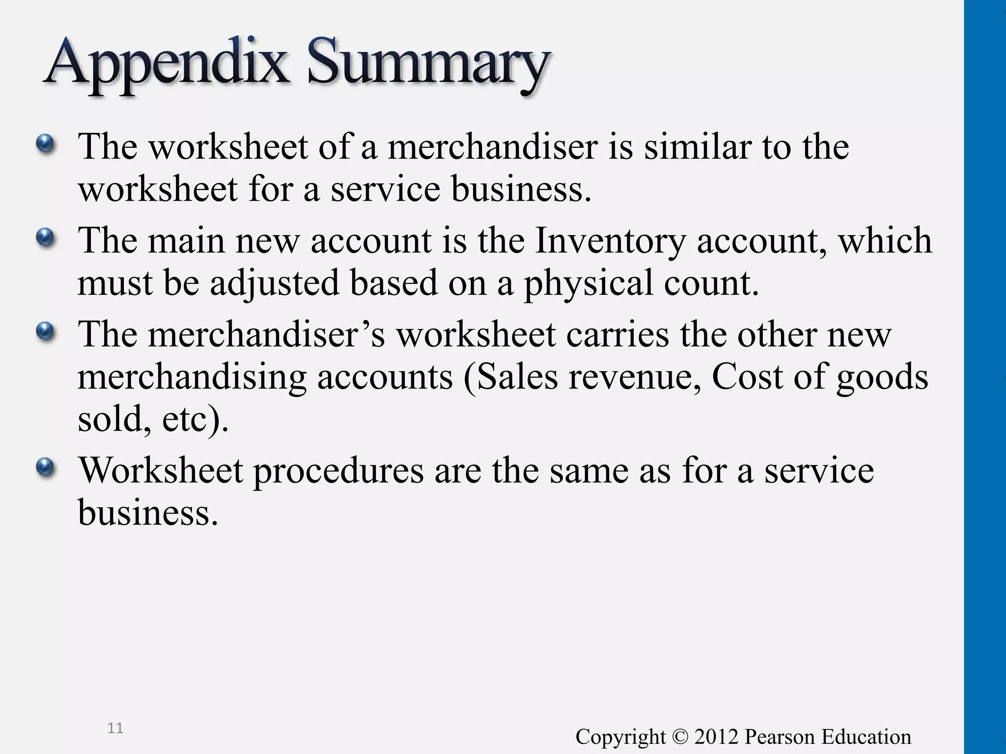 Worksheet for a Merchandising Business.ppt