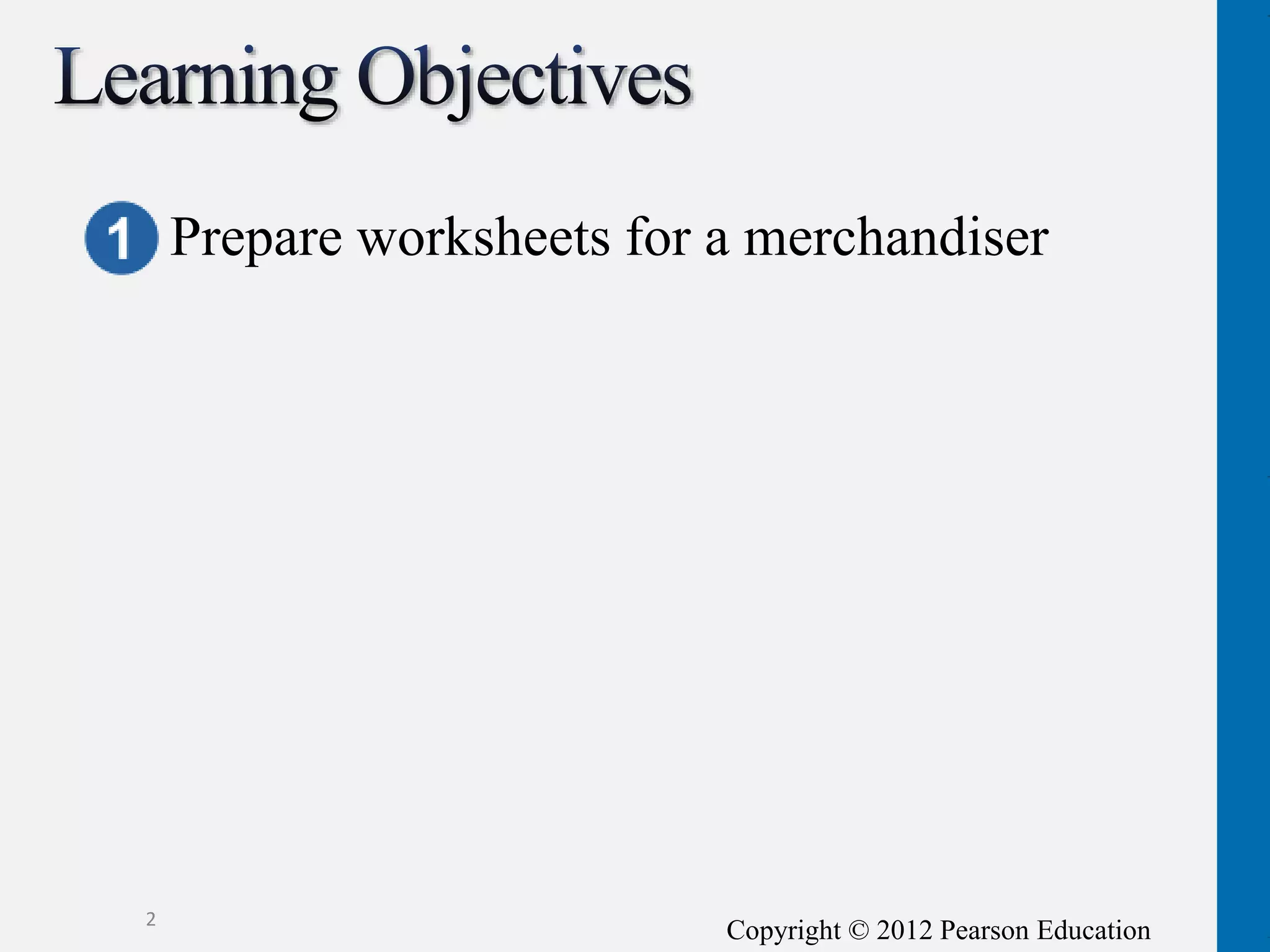 Worksheet for a Merchandising Business.ppt