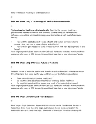 Hhs 440 entire class | PDF | Technology & Computing