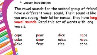Short and Long Vowel sounds, English language | PPTX