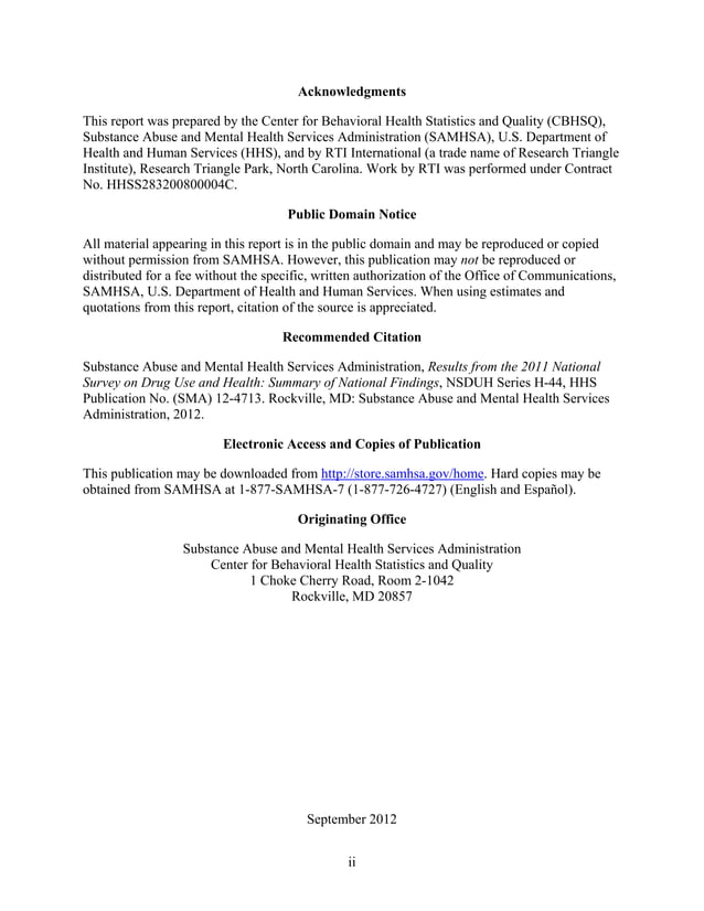 Hhs national survey on drug use and health 2011 report | PDF