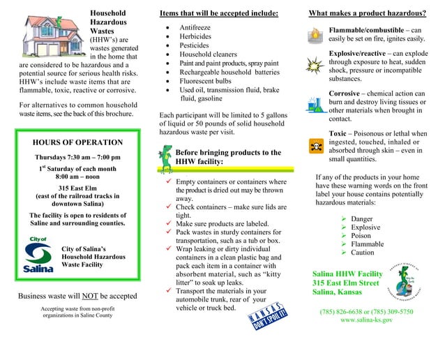 City of Salina Brochure-Household Hazardous Waste | PPT
