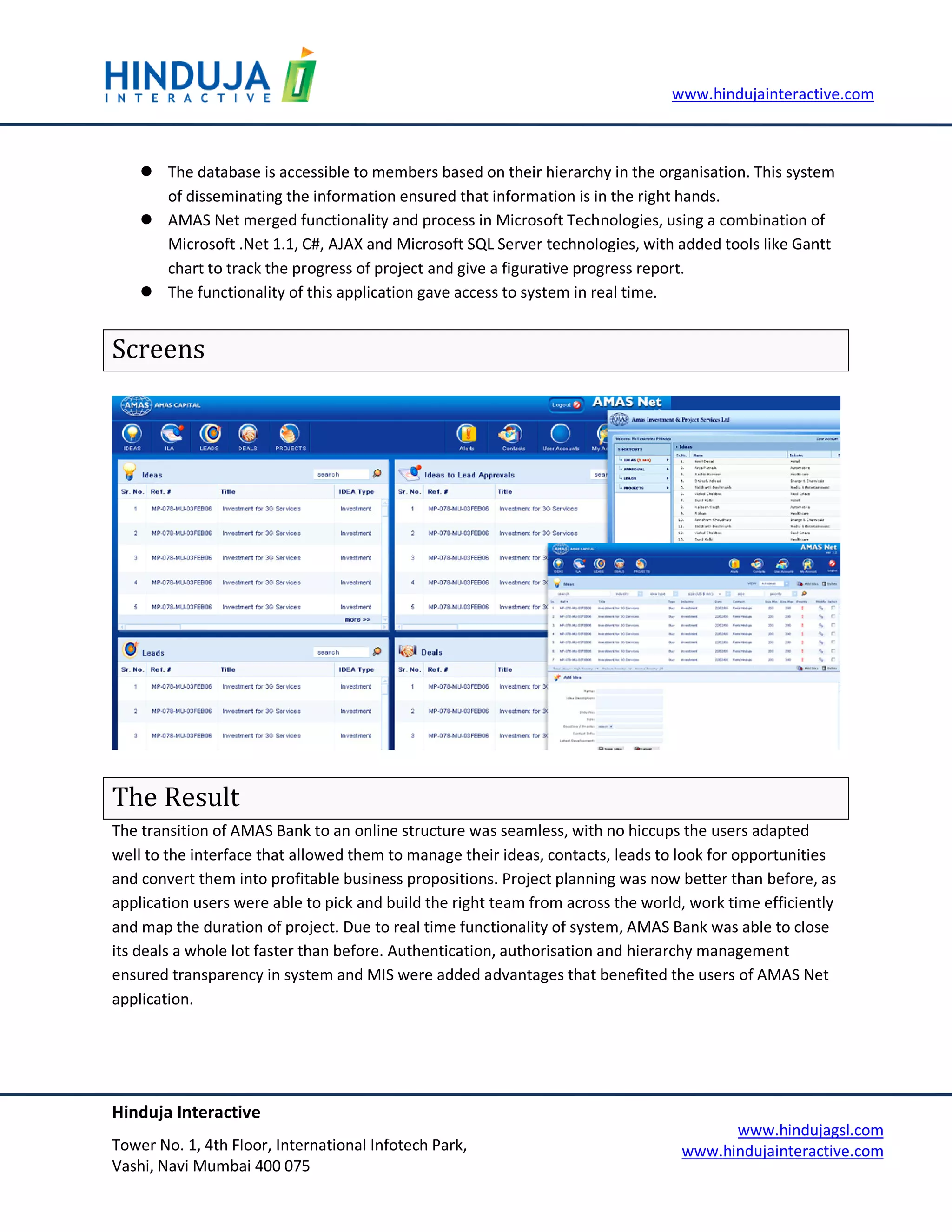Case Study: Hinduja Bank CRM Application | PDF