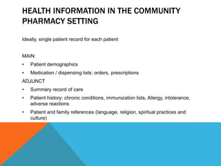 Implementing Electronic Health Record (EHR) in a Community Pharmacy ...