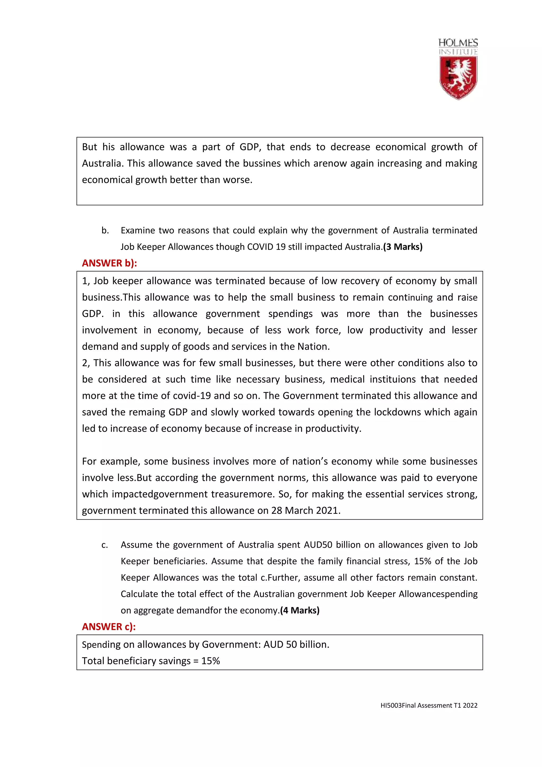 HI5003 Economics for Business.docx