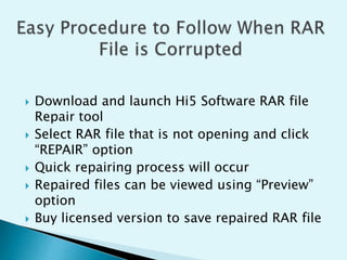 Repair and Extract Corrupted RAR File | PPT