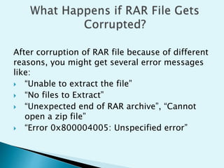 Repair and Extract Corrupted RAR File | PPT