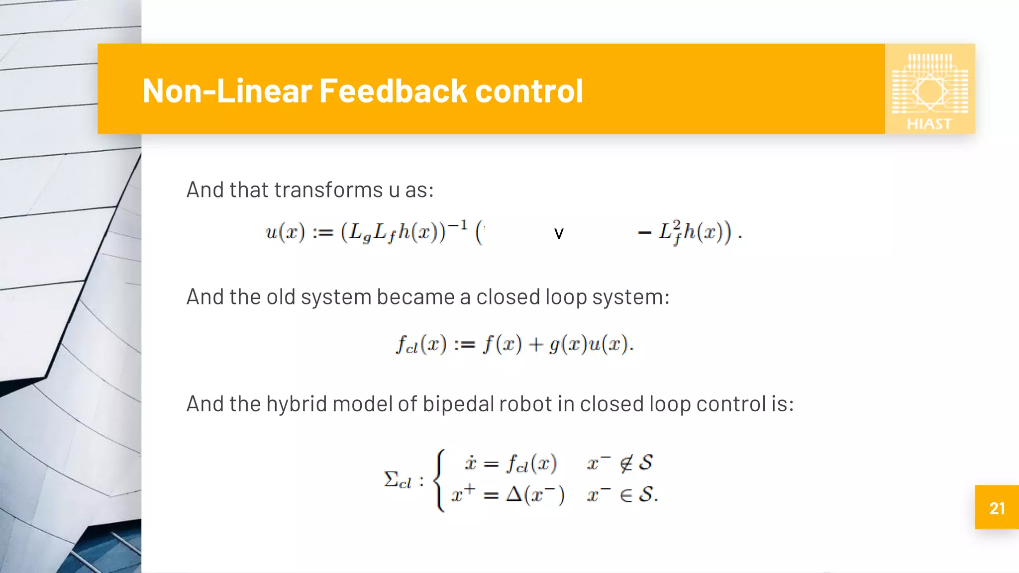 Non Linear Control Of A Bipedal Three Linked Walker Using Feedback Linearization Ppt