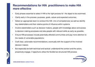HIA in Decision Making: What We Know and What We Need to Know | PPT