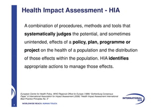 HIA in Decision Making: What We Know and What We Need to Know | PPT