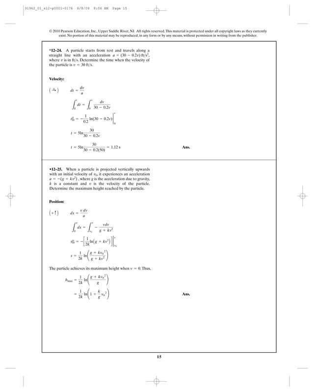 Hibbeler engineering mechanics_dynamics_12th_solucionario | PDF